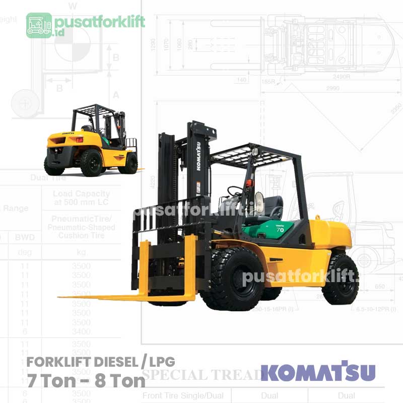 Forklift Komatsu 7 Ton Diesel FD70-10 - Pusat Forklift Indonesia