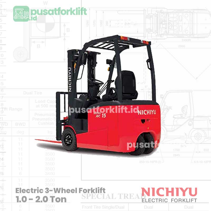 Forklift Nichiyu 3-Wheel Electric 1.0 - 2.0 ton FBT13